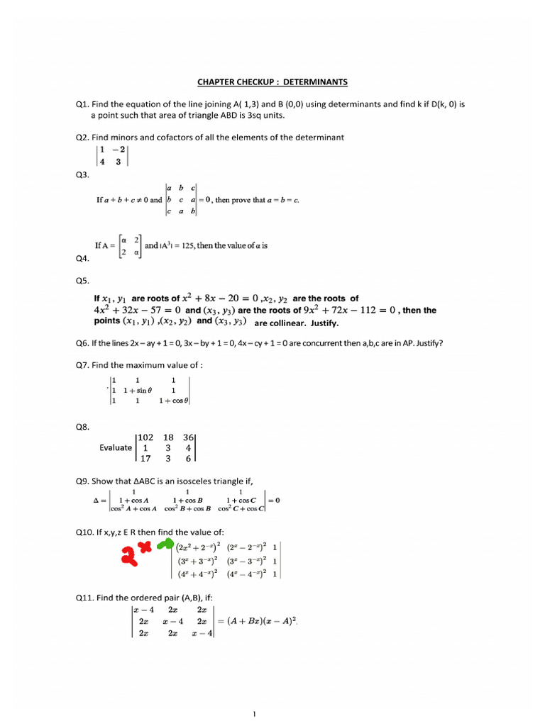 CHAPTER CHECKUP Determinants | PDF