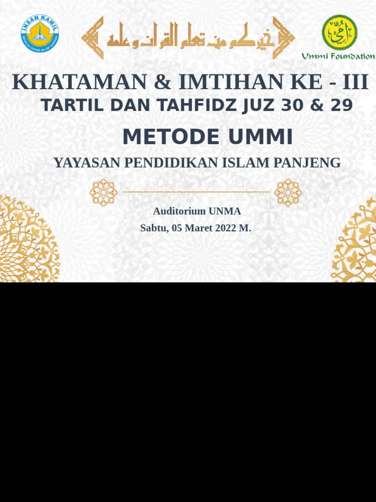 SUSUNAN ACARA KHOTAMAN DAN IMTIHAN Insan Kamil | PDF