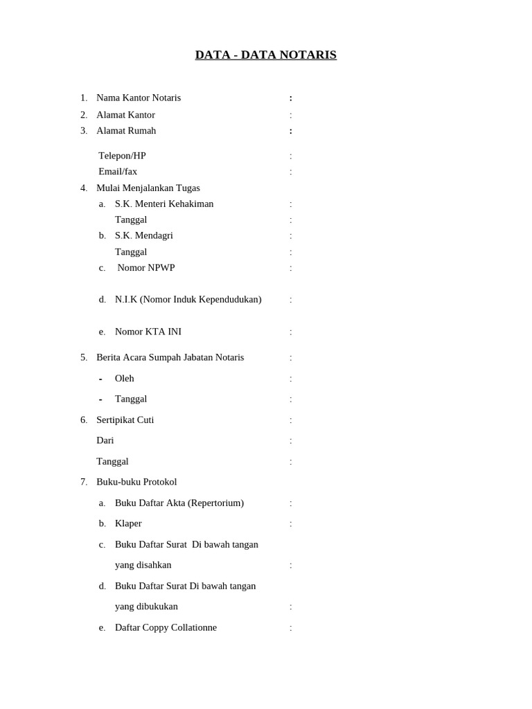 Data Notaris dan Protokol Kantor | PDF