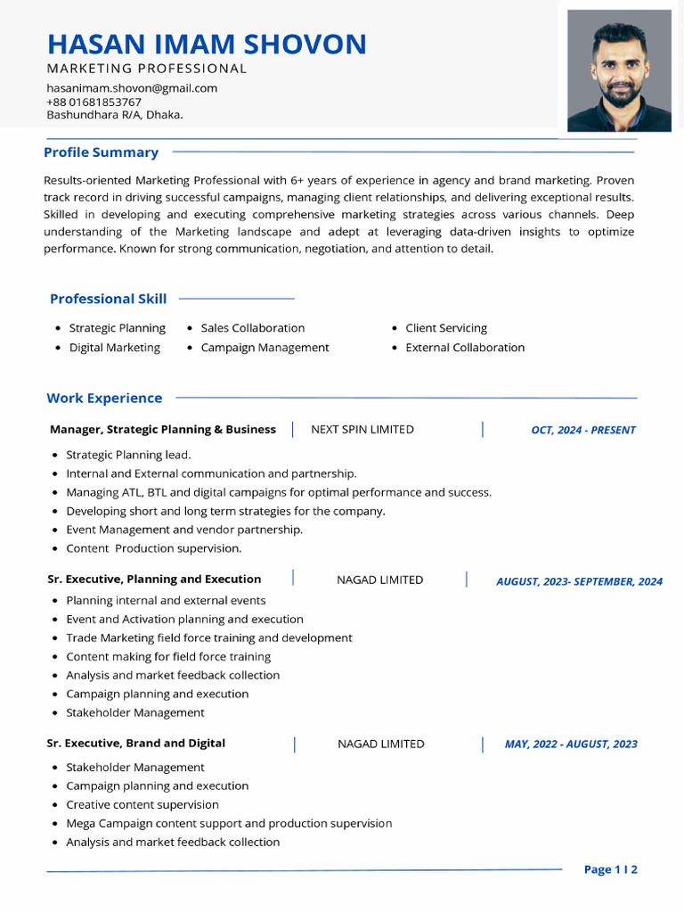 Hasan Imam Shovon I Resume I 2024 | PDF