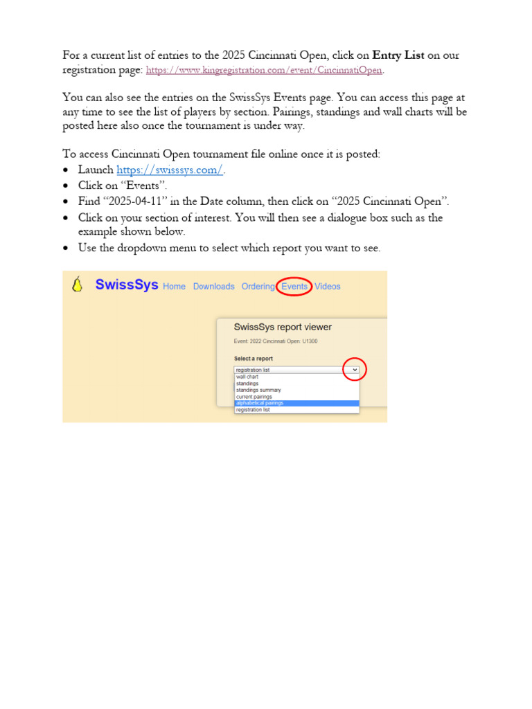 SwissSys Events Instructions | PDF
