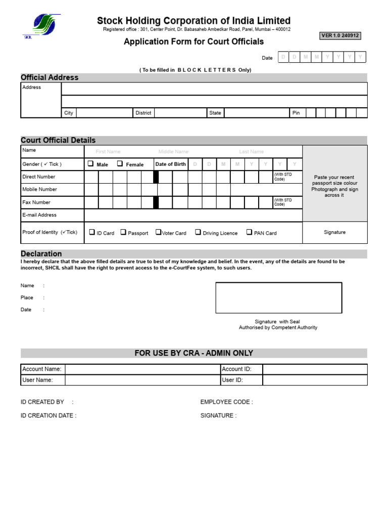Application Form For Court Officials | PDF | Identity Document ...