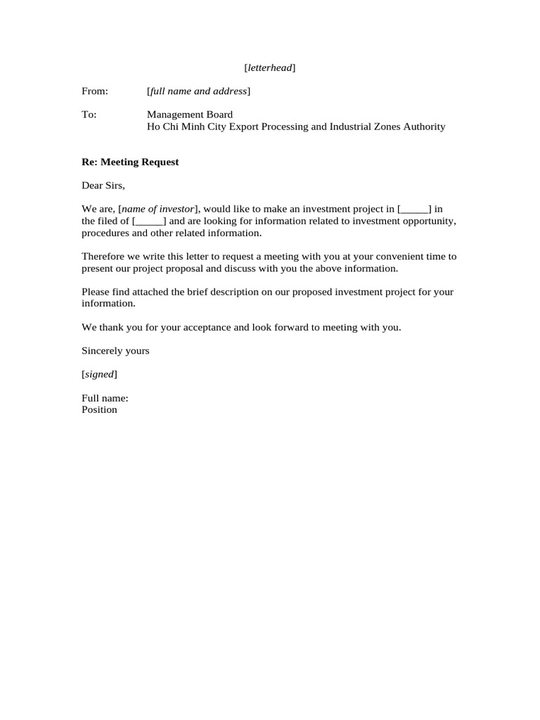 Request Letter For Meeting With HEPZA - 1 | PDF