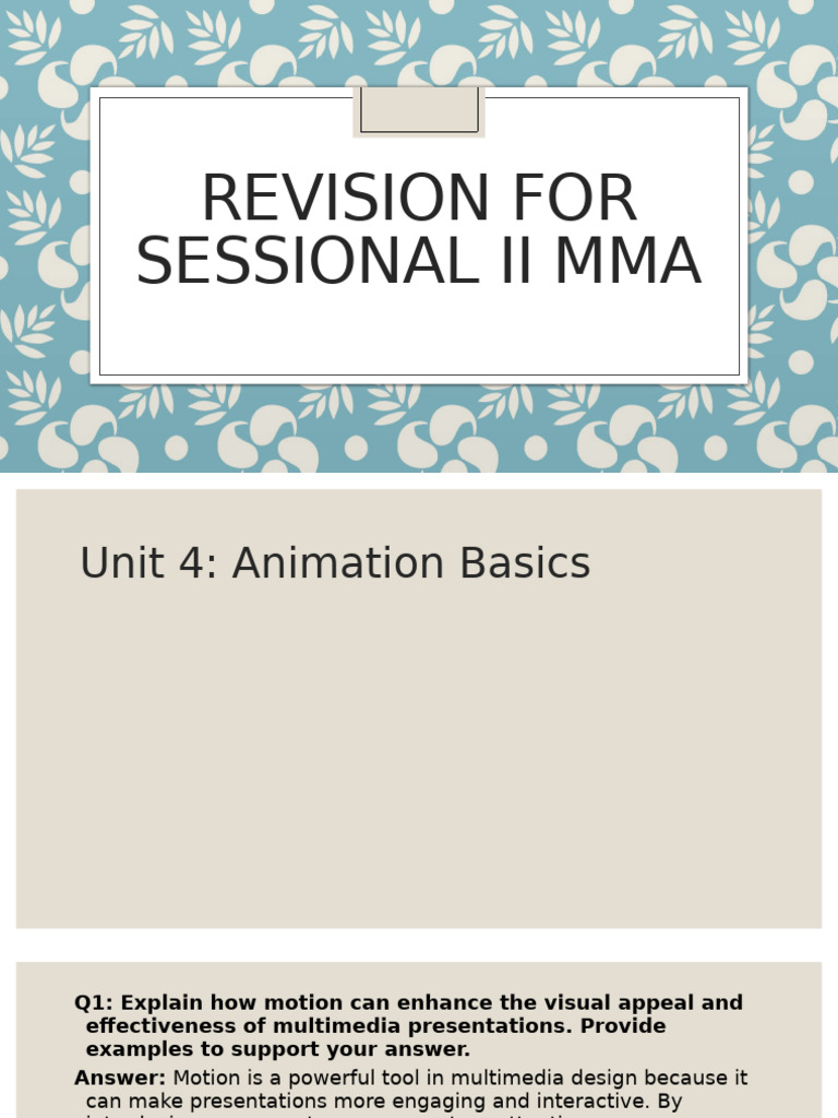 Revision of Unit 4,5,6 MMA | PDF | Codec | Video