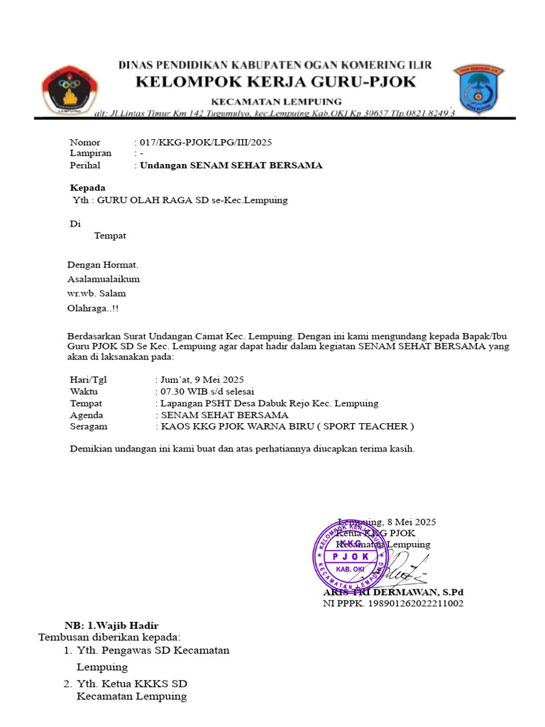 Undangan Senam Sehat Bersama | PDF