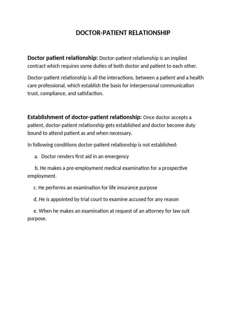 Doctor-Patient Relationship Essentials | PDF | Physician | Patient