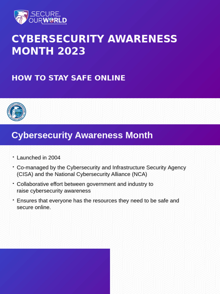 Cybersecurity Awareness Month 2023 101 PPT FINAL - 508c | PDF | Password | Security