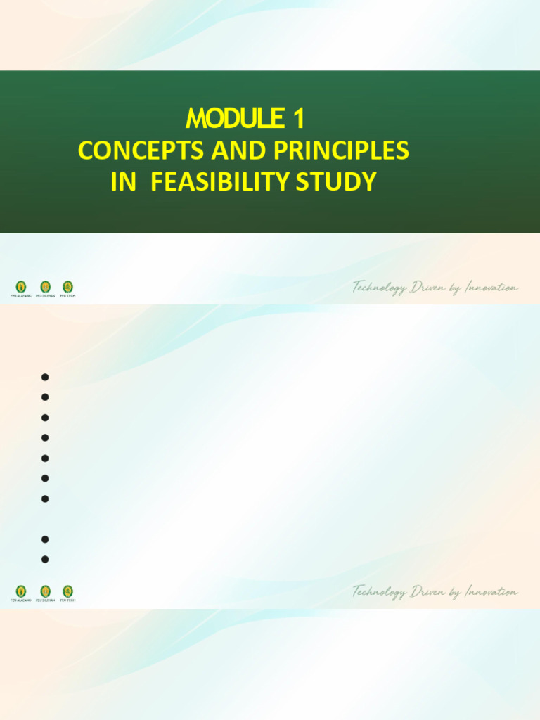 Module 1 Concepts and Principles in Feasibility Study | PDF | Feasibility Study | Investing