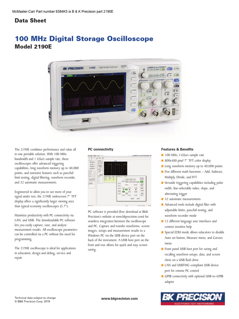 Datasheet for Digital Oscilloscope (6584K5) | PDF | Electronics ...