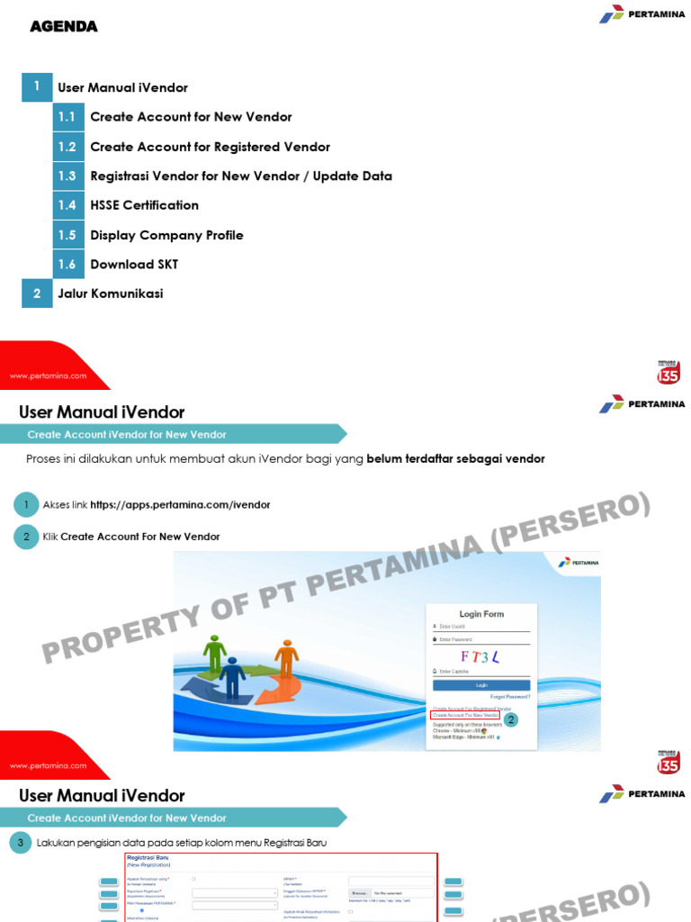 Materi Sosialisasi Vendor Registrasi Melalui Web Aplikasi Ivendor For User Dan Vendor (Edit | PDF