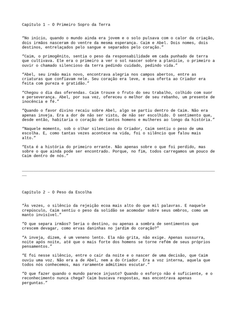 História - Caim - Morgan Freeman | PDF