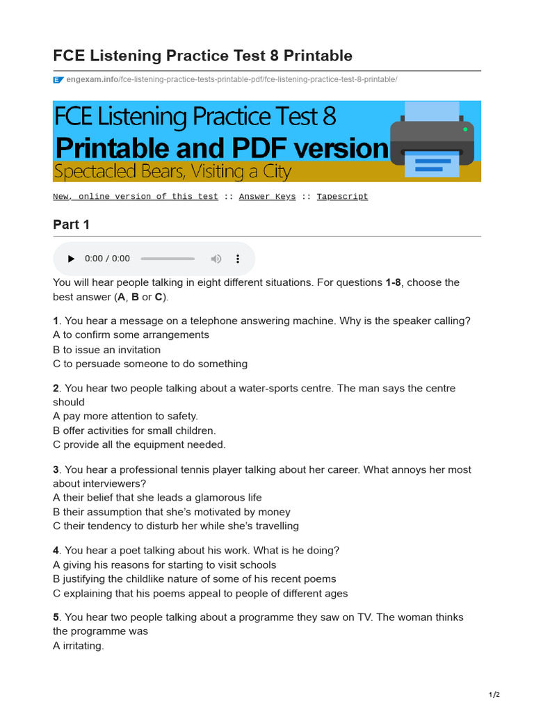 engexam.info-FCE Listening Practice Test 8 Printable | PDF