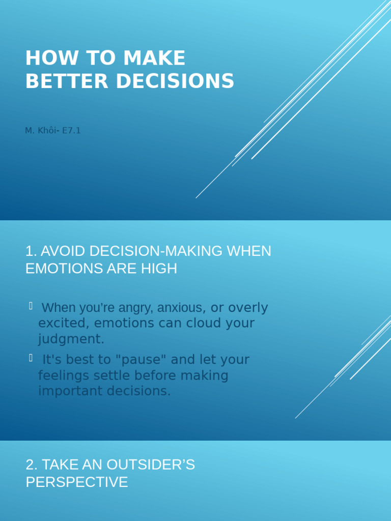 How To Make Better Decisions | PDF