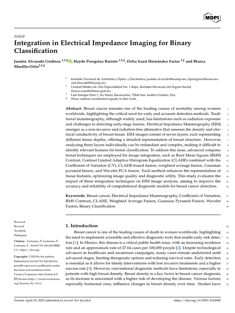 Integration in Electrical Impedance Imaging For Binary Classification ...