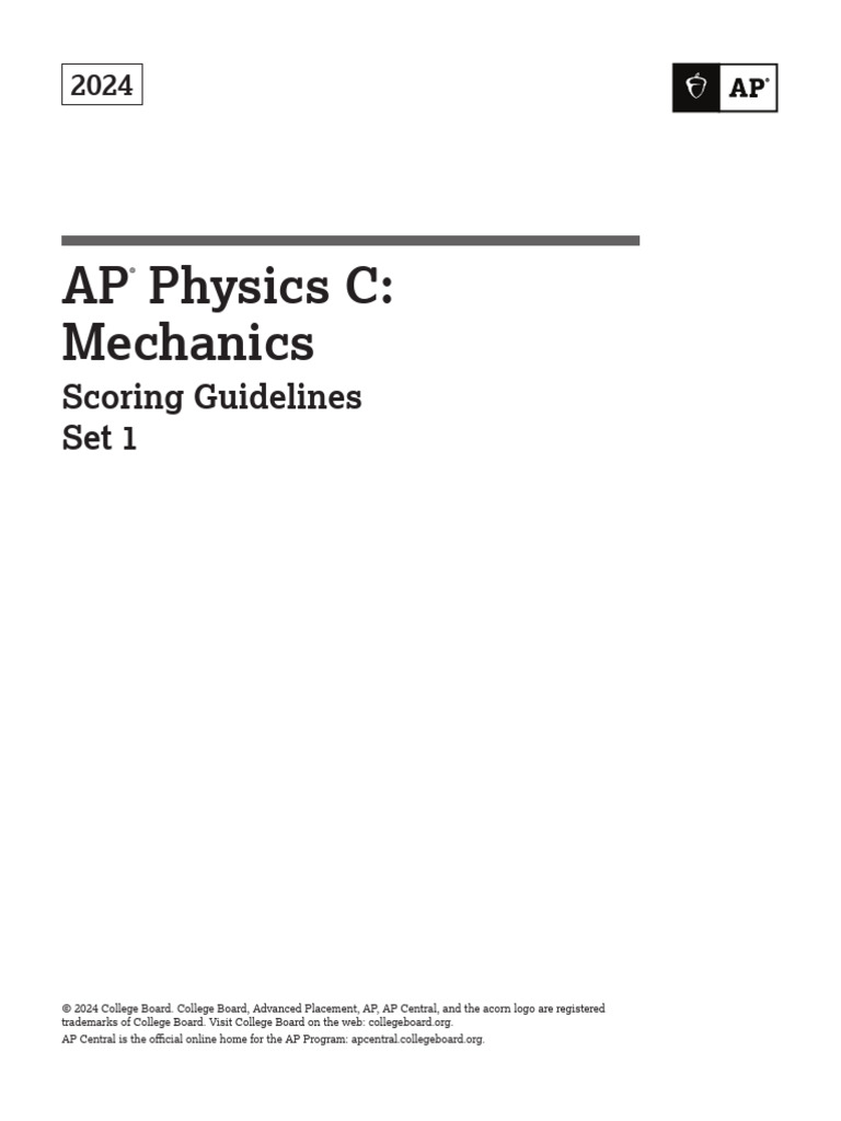 2024 Scoring Guidelines - AP Physics C_ Mechanics_ Set 1 | PDF | Applied And Interdisciplinary ...