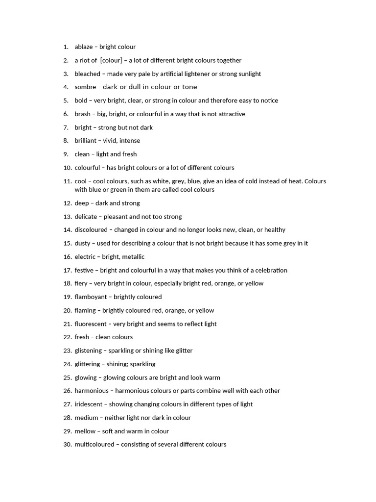 Các từ để mô tả màu nhuộm | PDF | Color | Image Processing