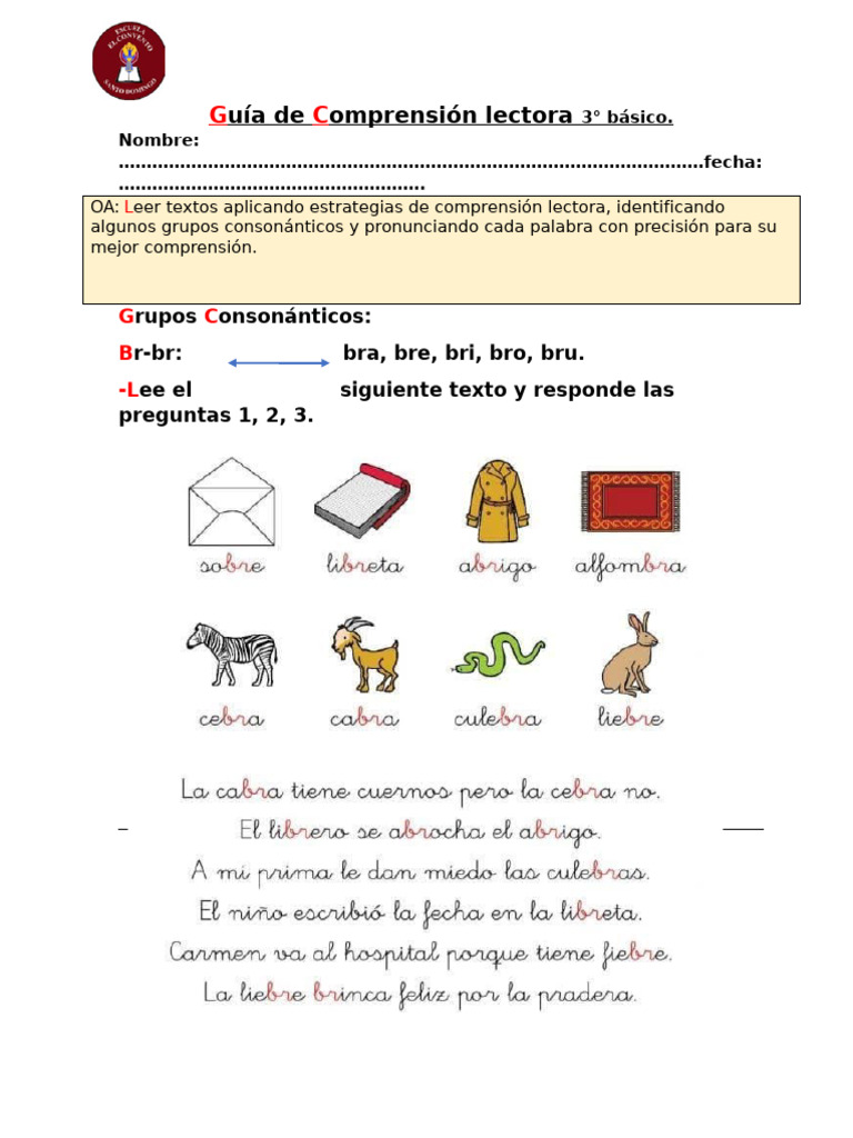 Guía de Comprensión Lectora 3° Básico | PDF