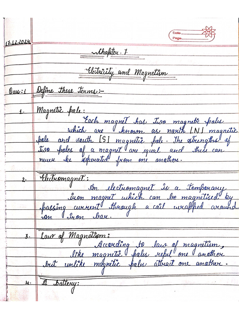 Physics Class 7th (Electricity and Magnetism) | PDF