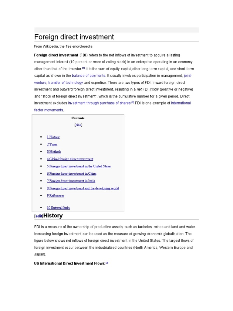 Foreign Direct Investment | PDF | Foreign Direct Investment | Economics