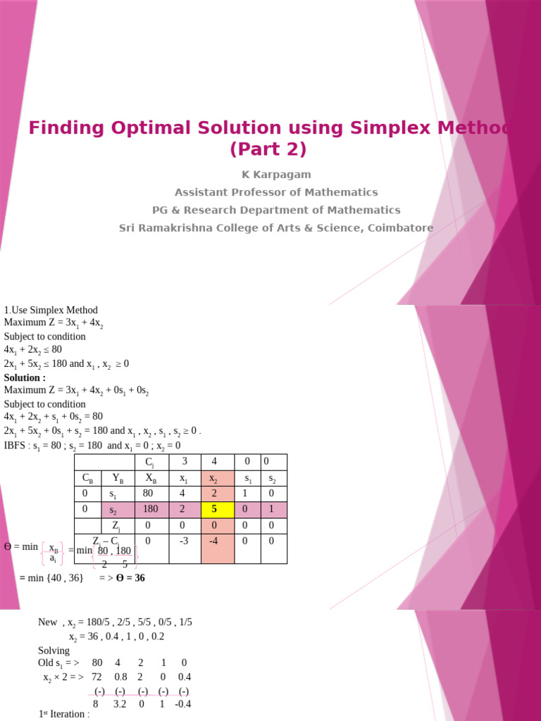 Simplex Method - Part 2 | PDF | Computational Science | Mathematical Optimization