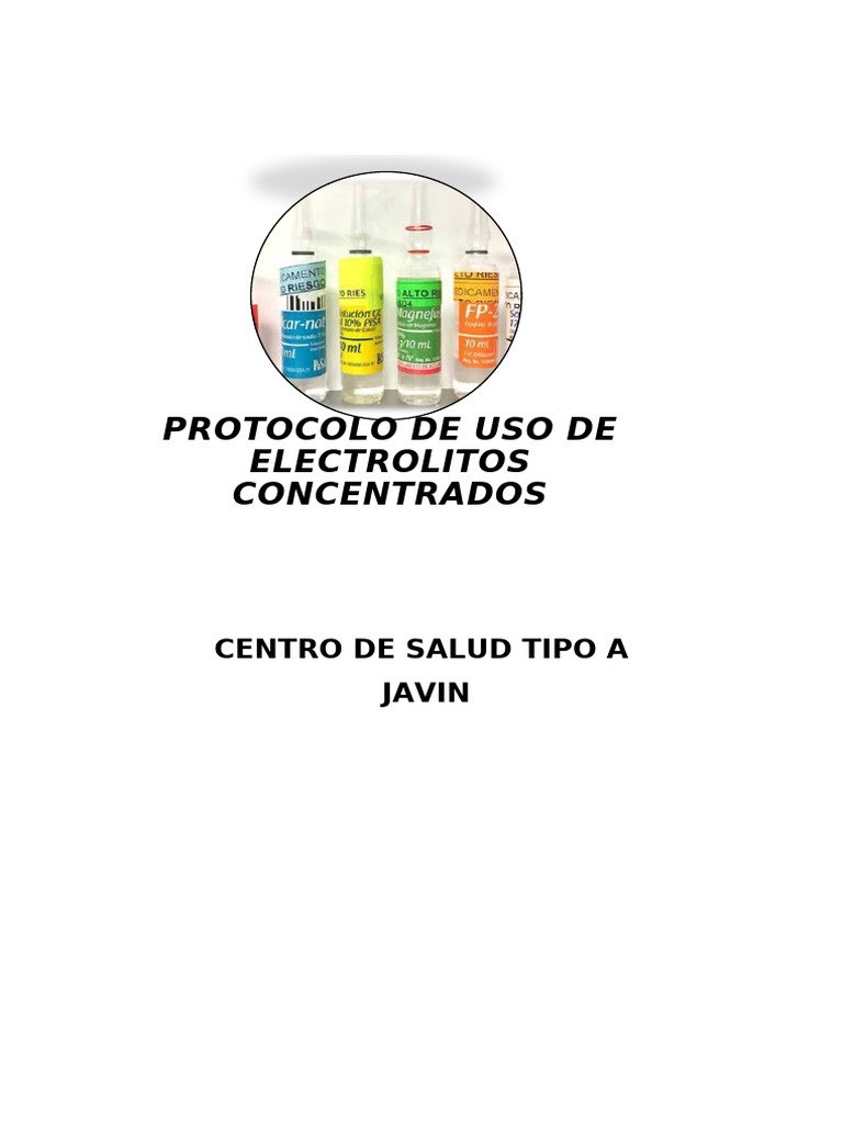 Protocolo de Electrolitos Concentrados | PDF | Electrólito ...