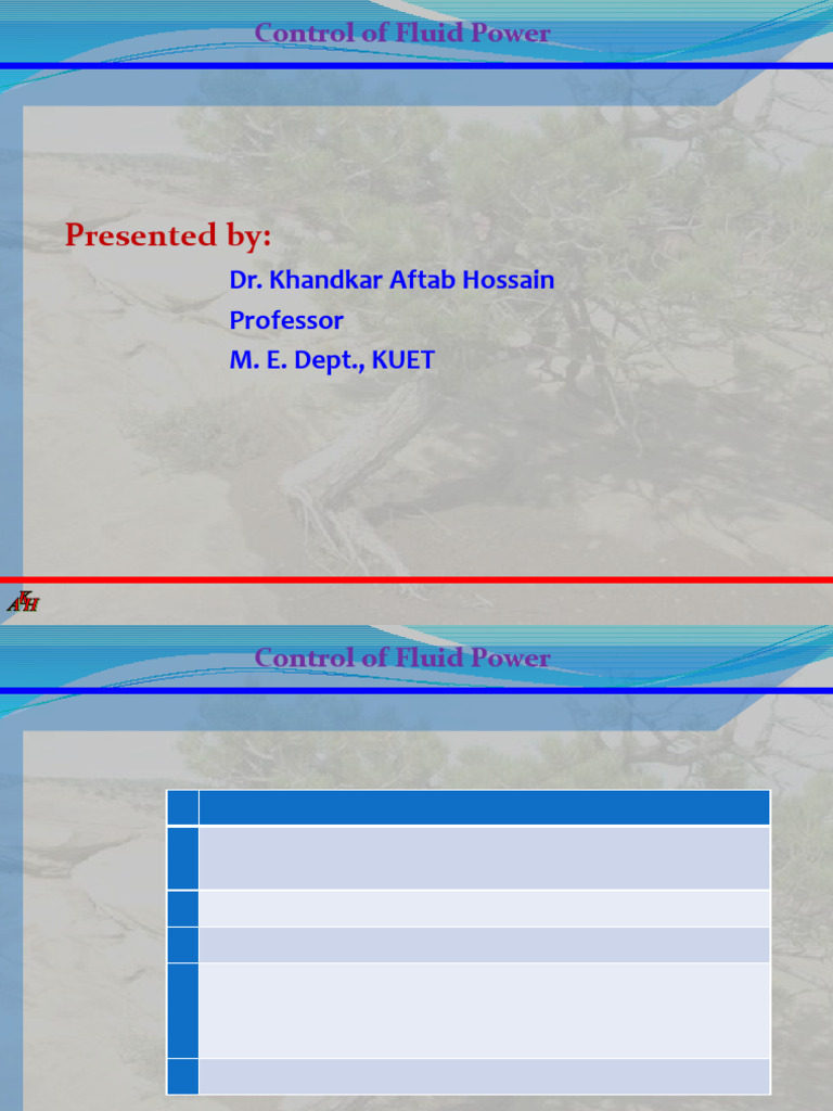 Lecture On Control of Fluid Power | PDF | Valve | Pump