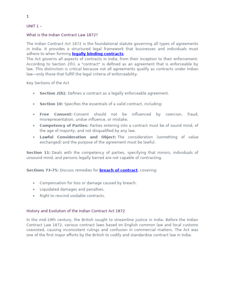 Indian Contract Law Essentials | PDF | Breach Of Contract | Computer ...