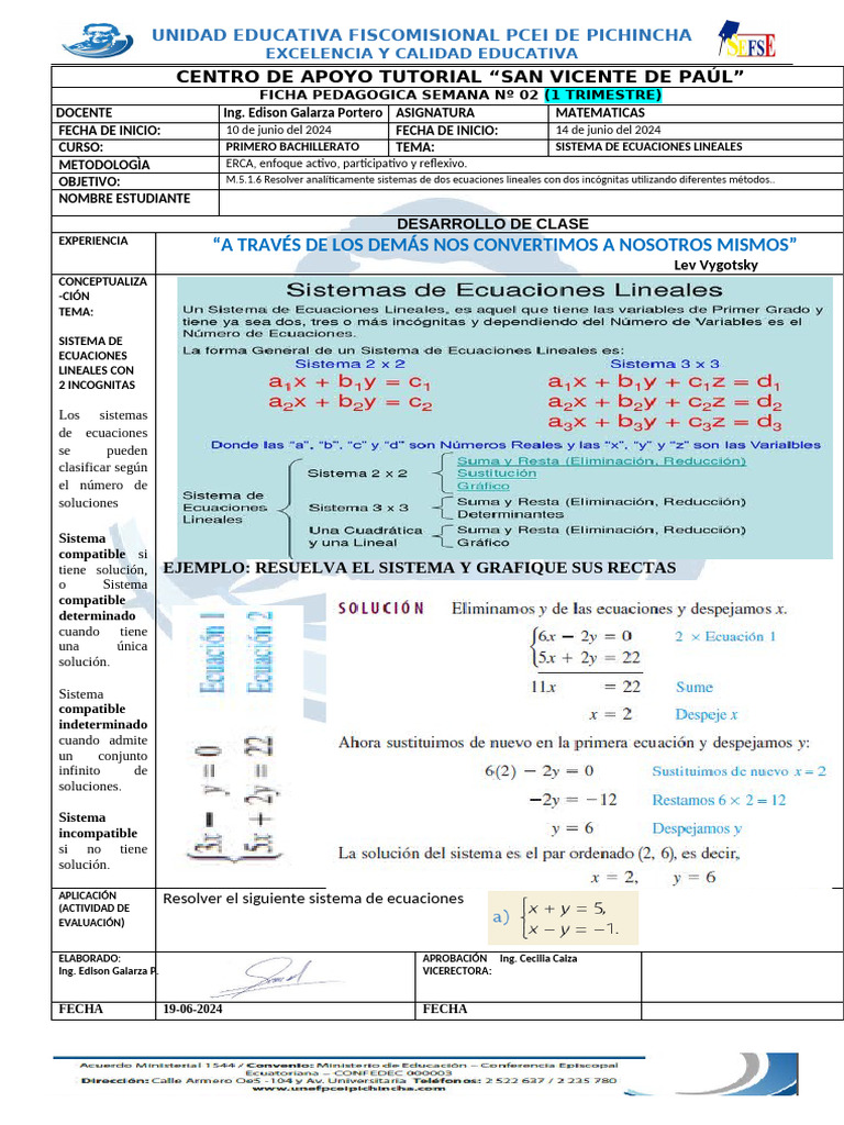 1 Bach-02 Ficha Mate Sistema Ecuaciones | PDF