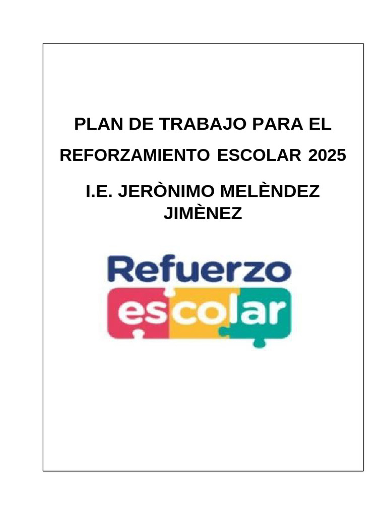 Plan de Refuerzo Escolar 2025-Mat y Com | PDF | Evaluación | Plan de estudios