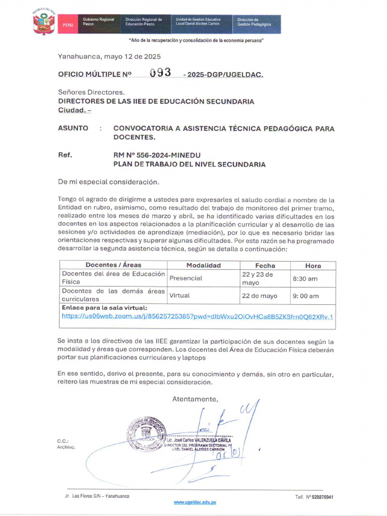 Oficio Multiple #093-2025-Dgp-Ugeldac. | PDF