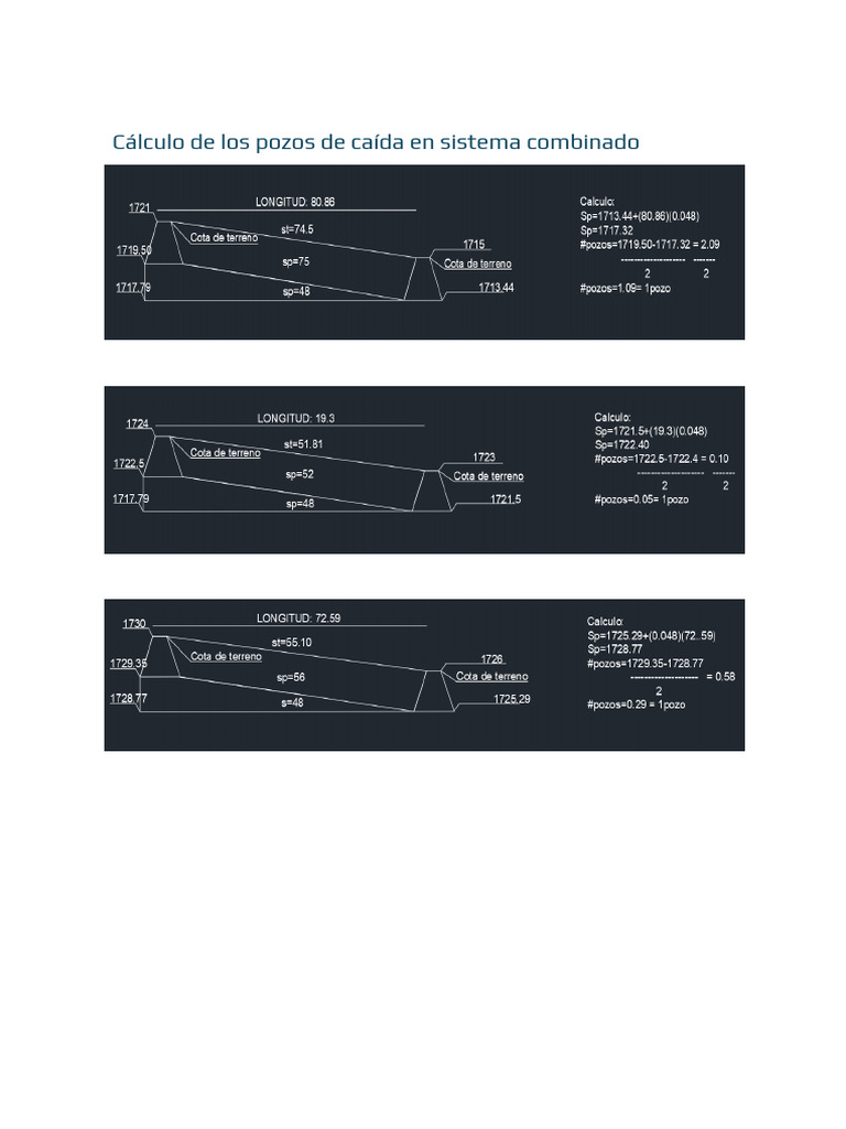Cálculo de Los Pozos de Caída en Sistema Combinado | PDF