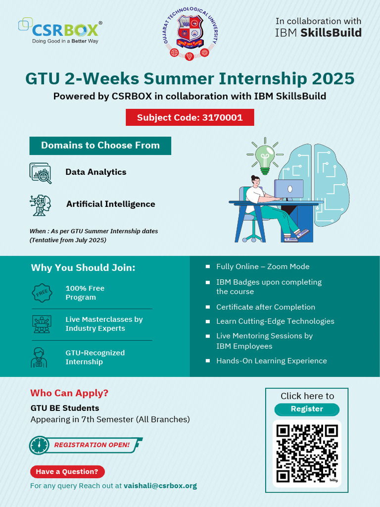 GTU 2-Week Summer Internship 2025 | PDF