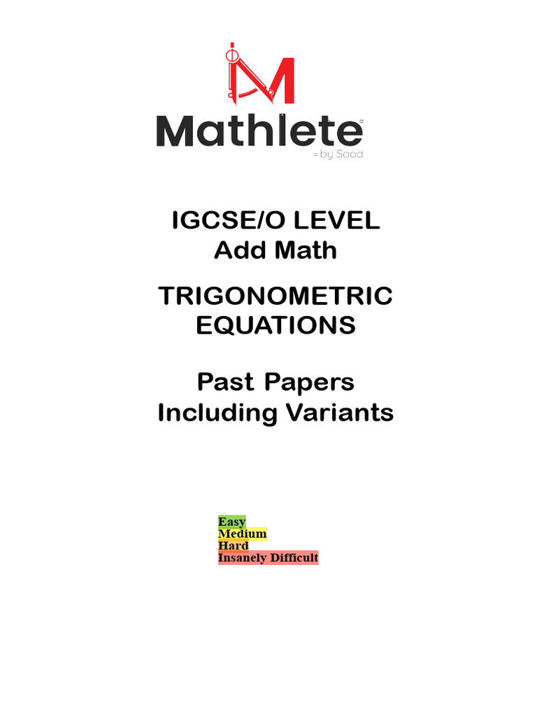 Trigonometric Equations (Unsolved) | PDF | Equations | Mathematics