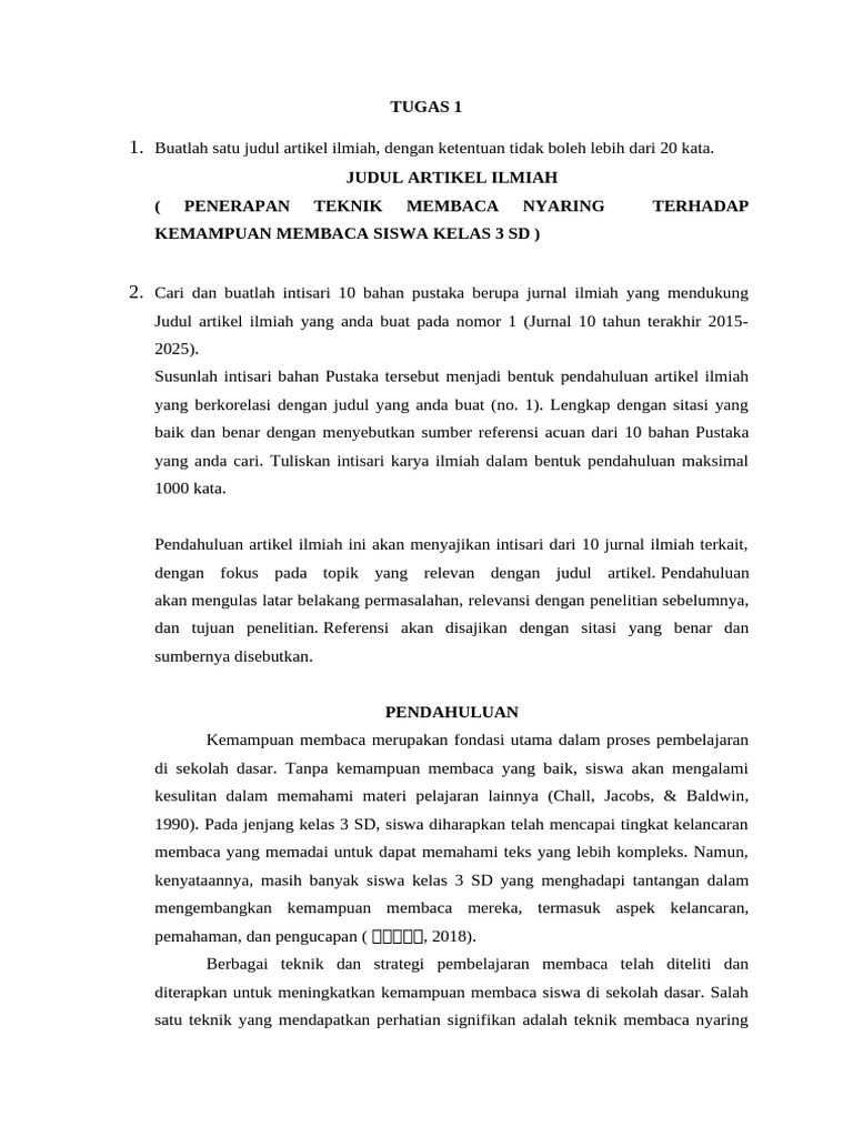 Tugas 1 TEKNIK PENULISAN KARYA ILMIAH | PDF