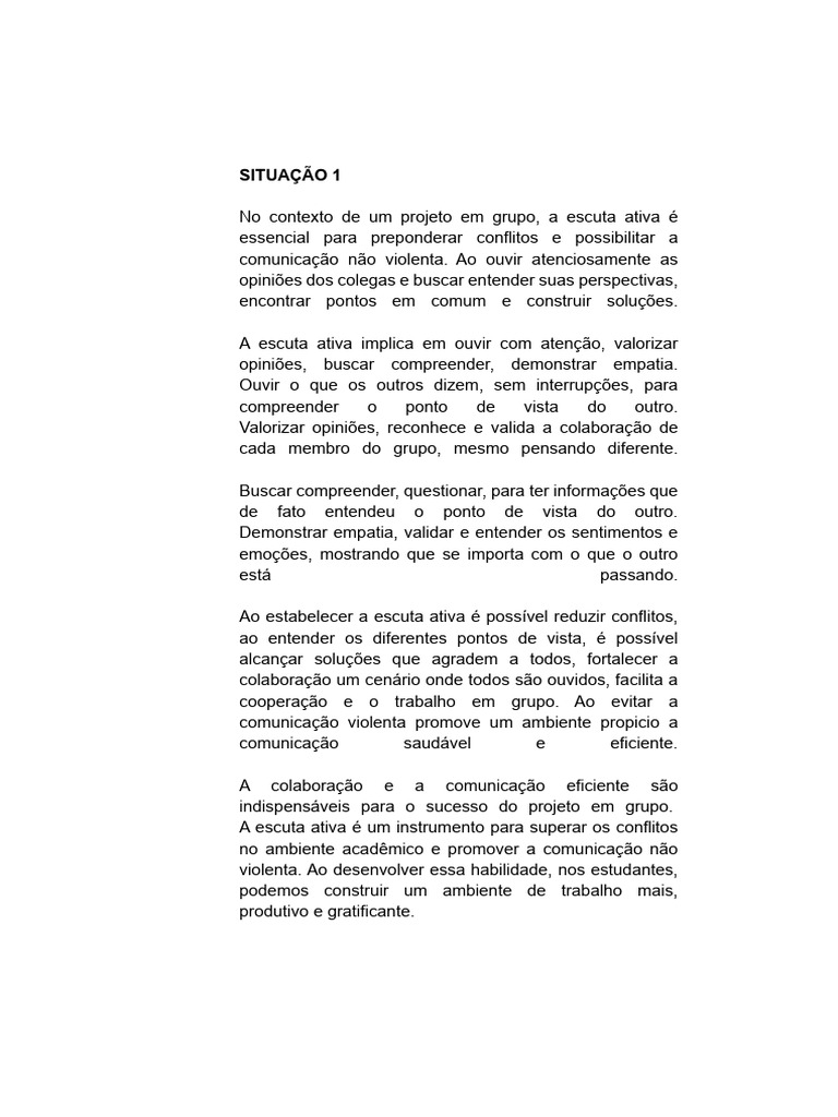 Escuta Ativa em Projetos em Grupo | PDF | Empatia | Comunicação