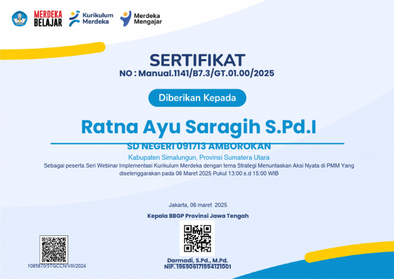 Sertifikat Ratna Ayu 1 | PDF