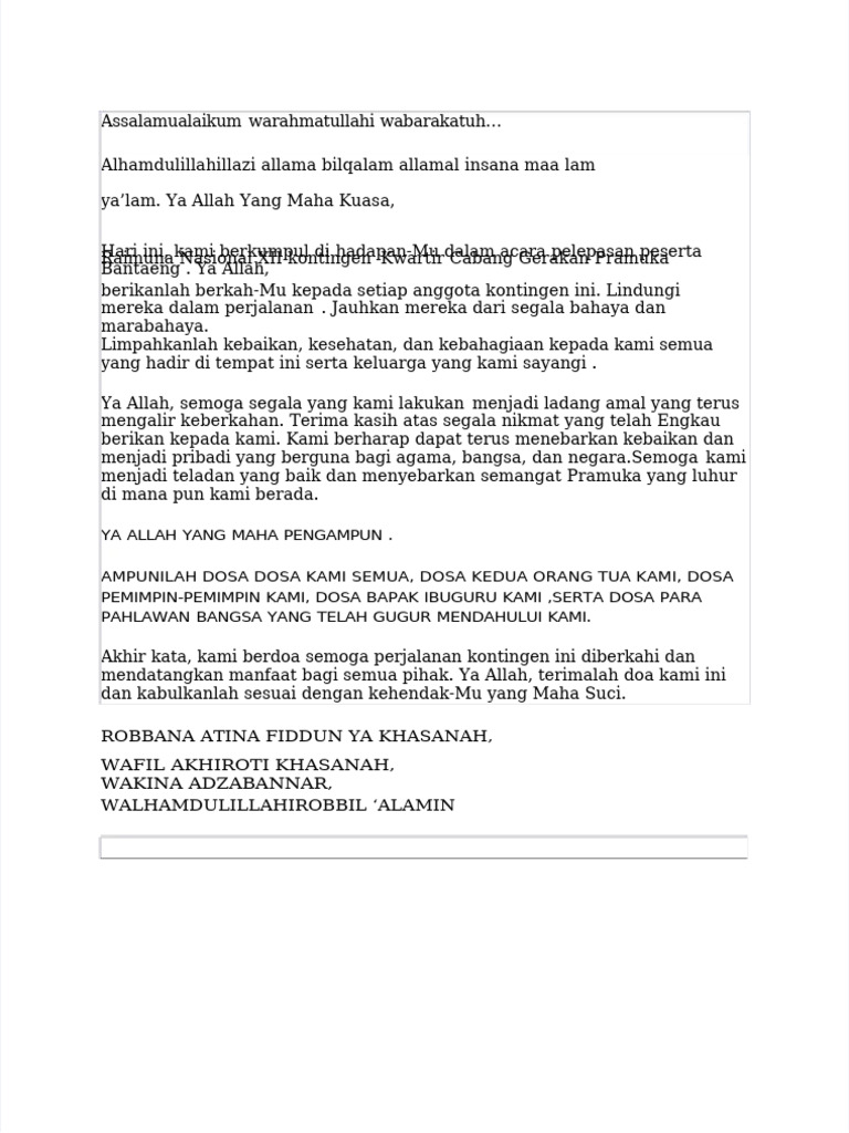 PDF Doa Pelepasan Kontingen Pertikada - Compress | PDF