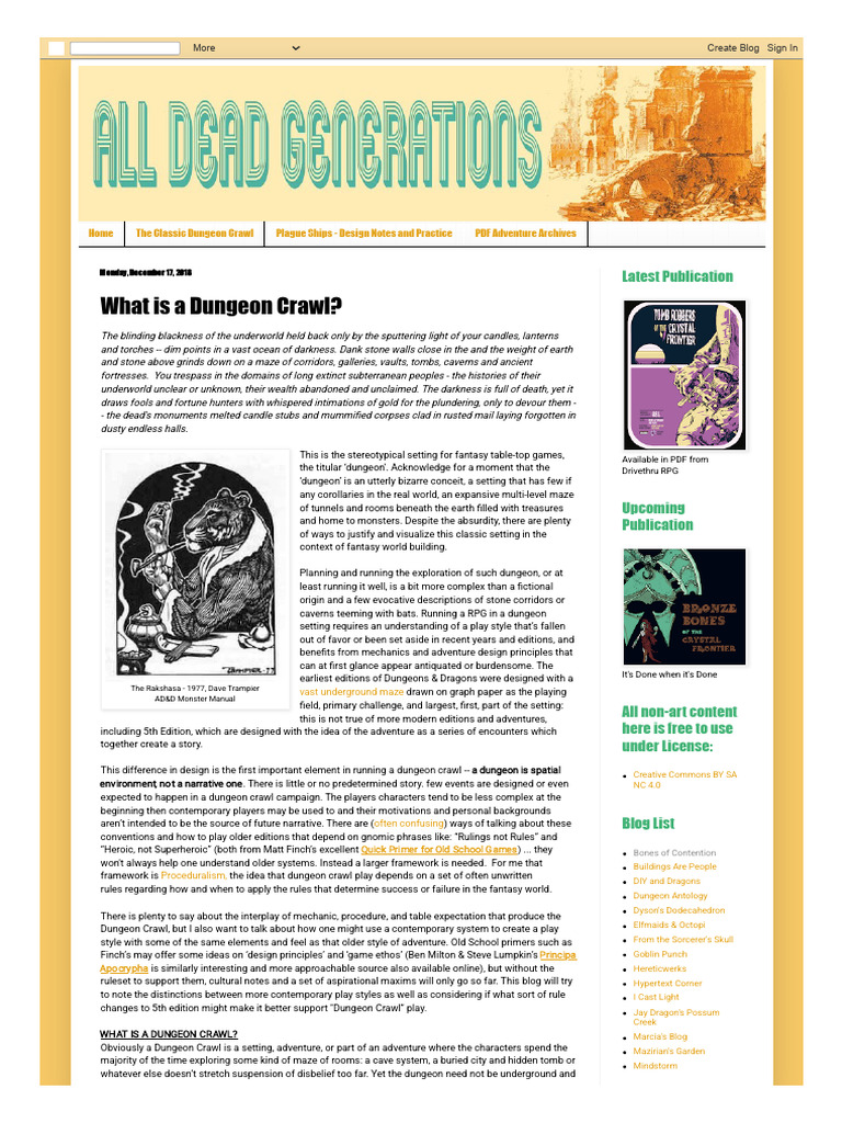 All Dead Generations - What Is A Dungeon Crawl | PDF | Dungeons ...