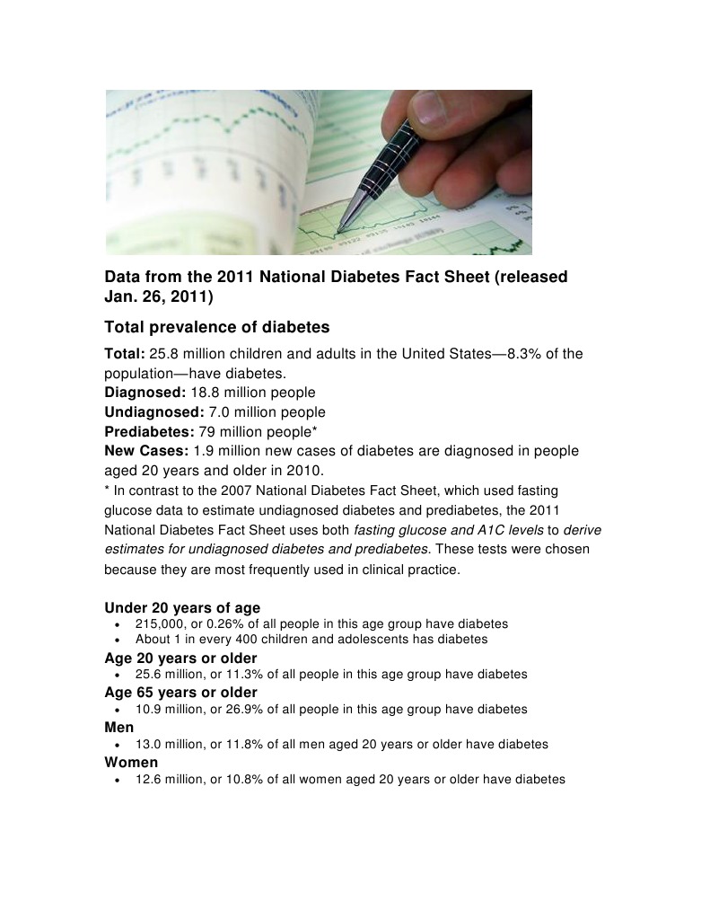 Data From The 2011 National Diabetes Fact Sheet (Released Jan. 26, 2011 ...