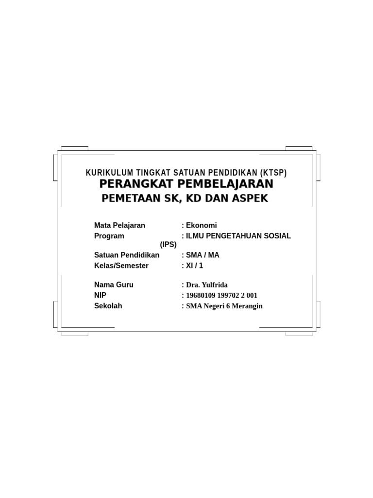 Pemetaan SK-KD Ekonomi Sma | PDF