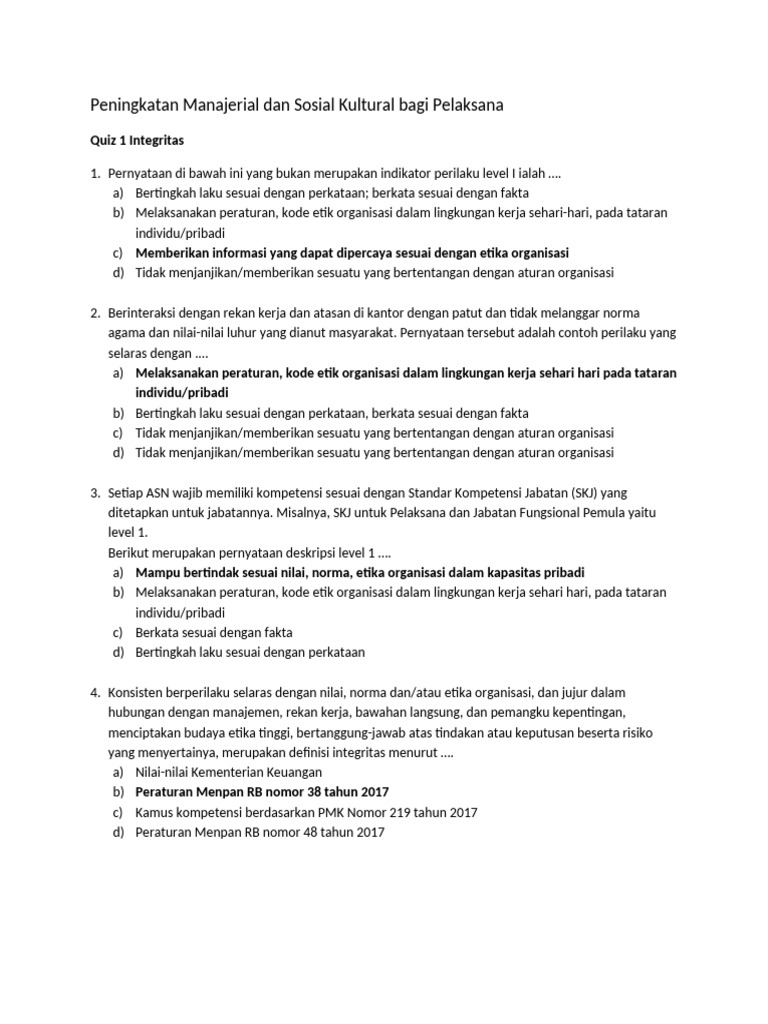 Soal Uji Kompetensi ASN Manajerial | PDF