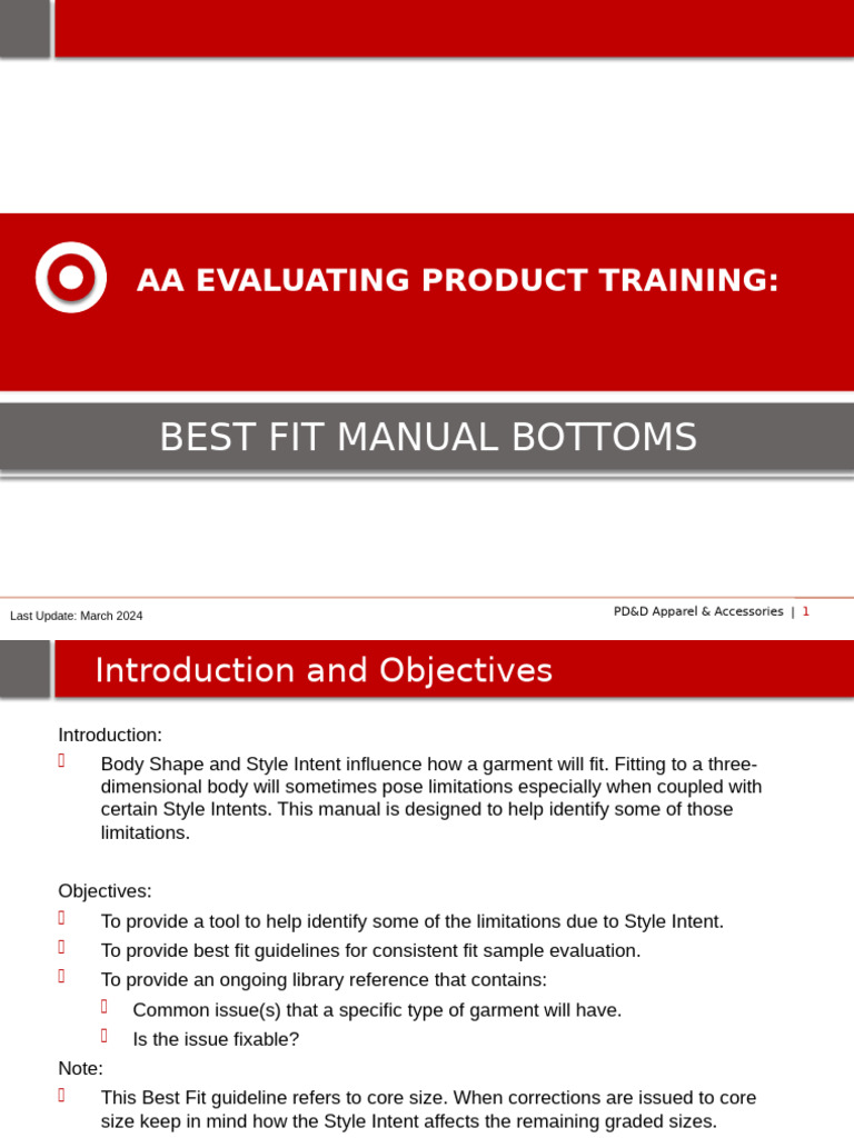 AA - Evaluating Product - Best Fit Manual - Bottoms | PDF | Clothing ...