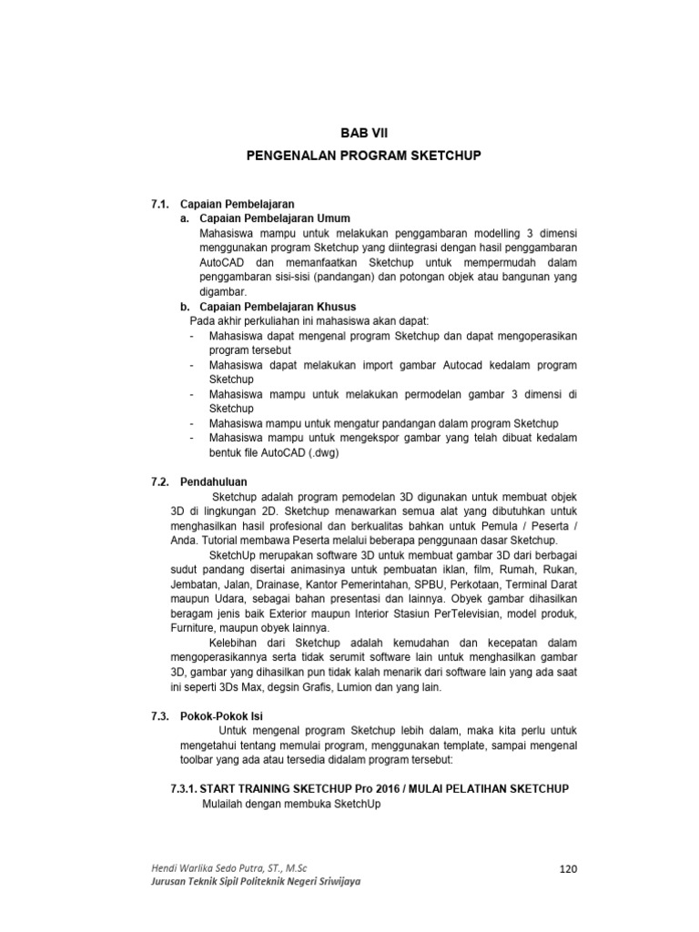 Modul Gambar Teknik 2 Pengenalan SketchUp | PDF