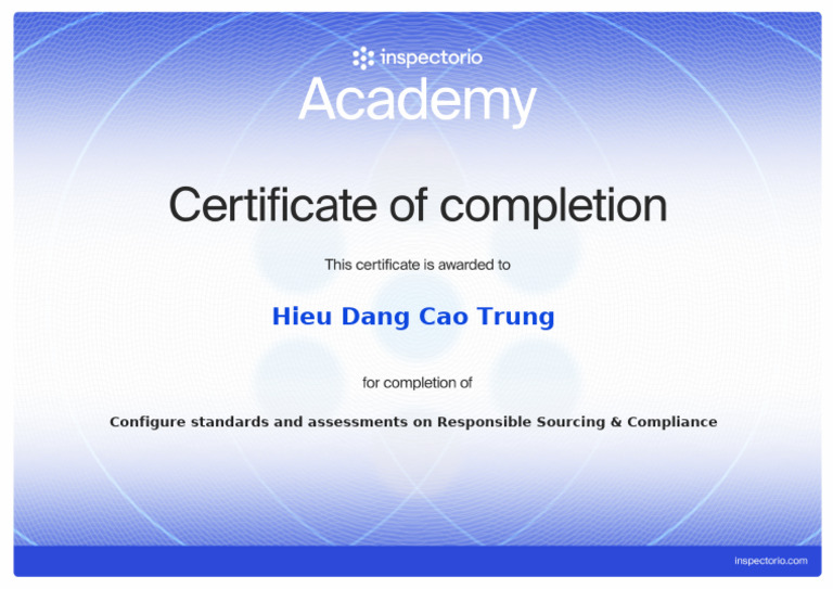 294 9 68690 1739437321 en - Inspectorio Onboarding Certificate | PDF