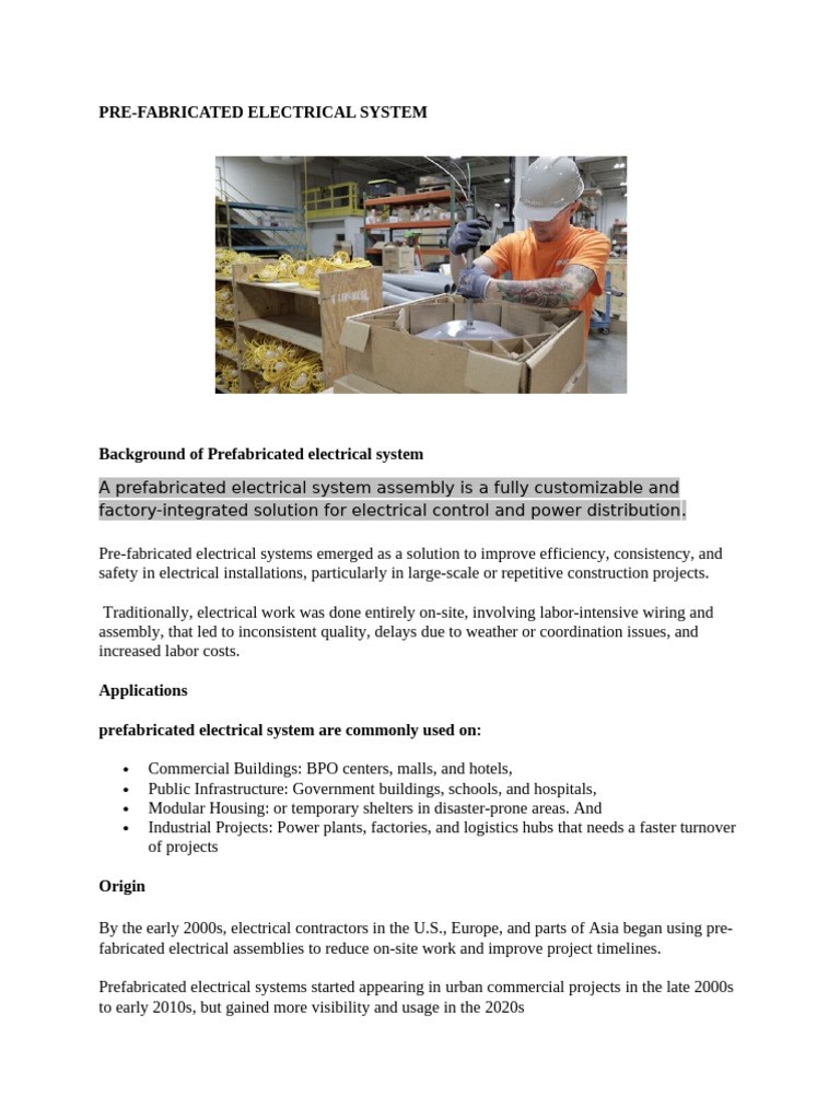 Prefabricated Electrical Systems Overview | PDF | Electrical Wiring