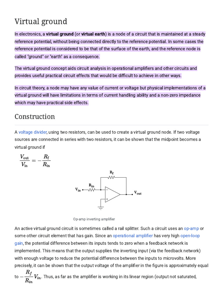 Understanding Virtual Ground in Op-Amps | PDF | Operational Amplifier ...