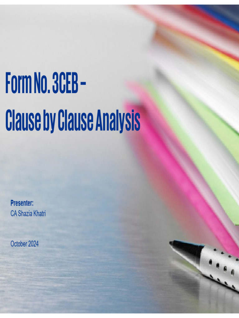 Form No 3CEB Clause by Clause Analysis | PDF | Loans | Interest