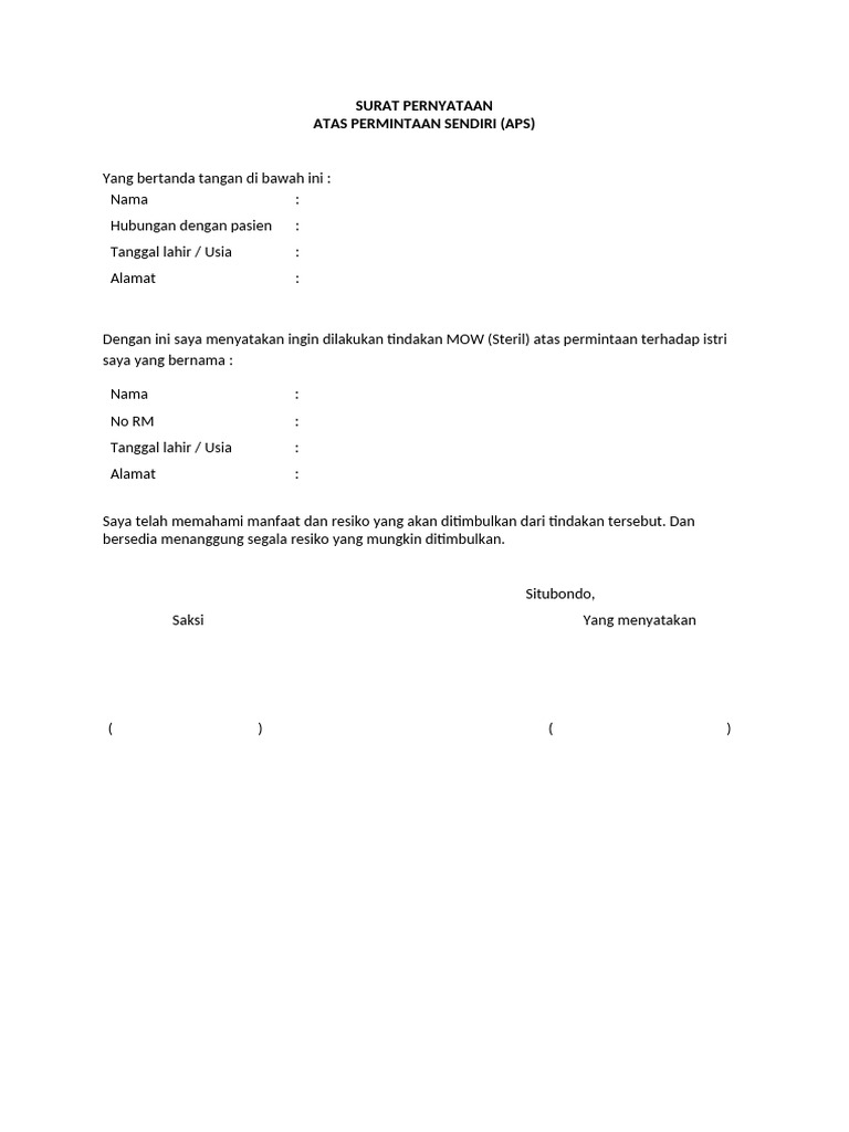 Surat Pernyataan (Aps) | PDF