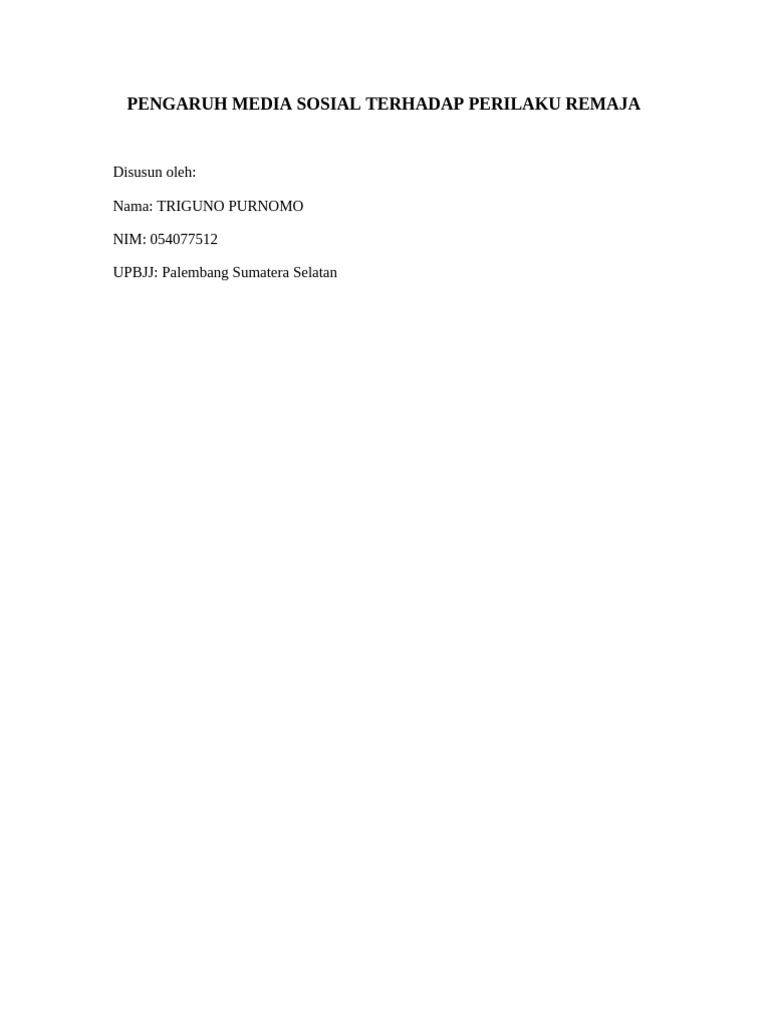 Pengaruh Media Sosial Terhadap Perilaku Remaja TRIGUNO PURNOMO | PDF