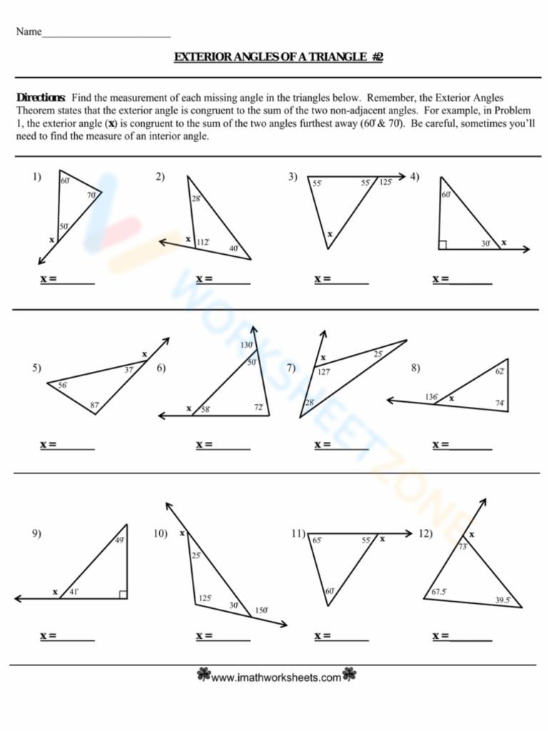 Exterior Angles of A Triangle | PDF